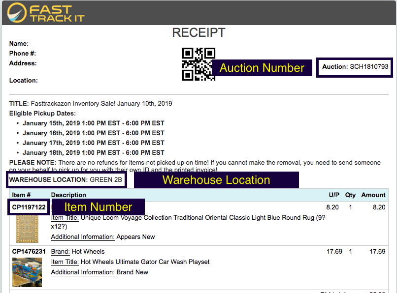 How Do I Find My Items at Pickup? – Fast Track It Support
